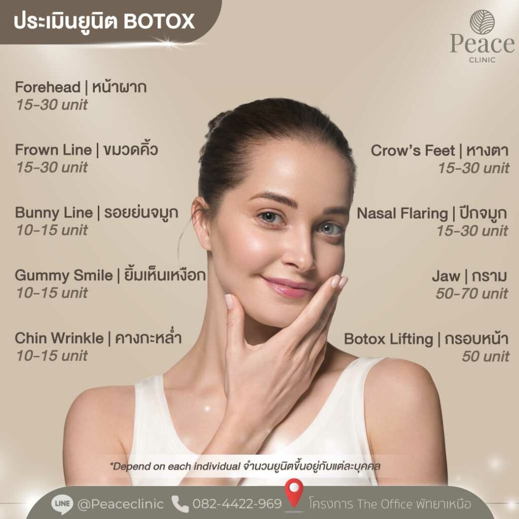 Botox - reduce wrinkle, lifting jaw slimming at Peace Clinic Pattaya